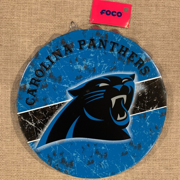 FOCO | Wall Decor | Carolina Panthers Distressed Bottle Cap Sign 25 ...
